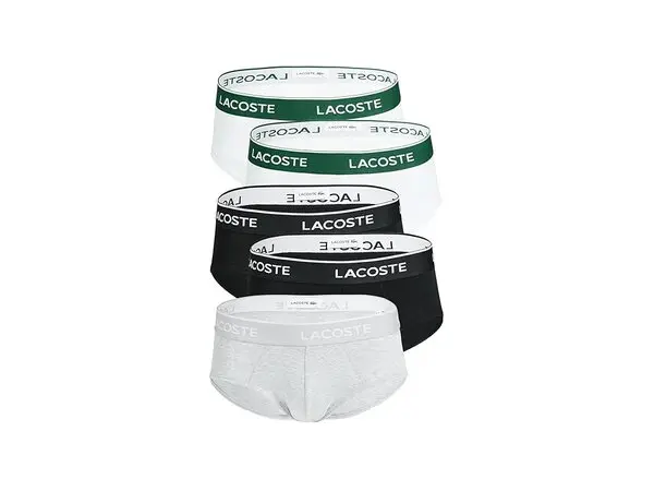 Lacoste 5-pack Cotton Stretch Essentials Briefs Underwear Black/white/grey Chine - Gray