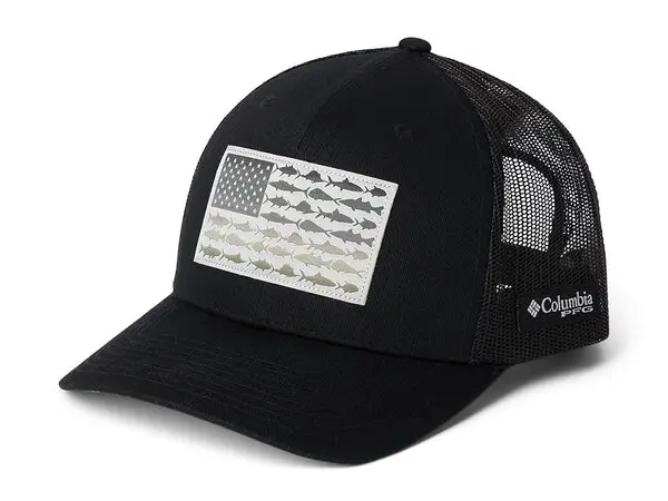 Columbia Pfg Fish Flag Mesh Snap Back Hat - Black