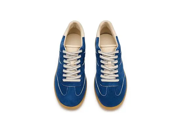 Vince Oasis Edge Paint-w Lace-up Shoes In Suede - Blue