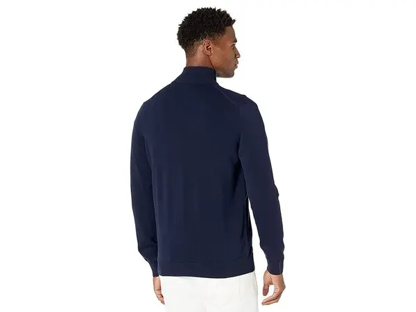 Lacoste Long Sleeve Solid Jersey Full Zip High Neck Sweater - Navy