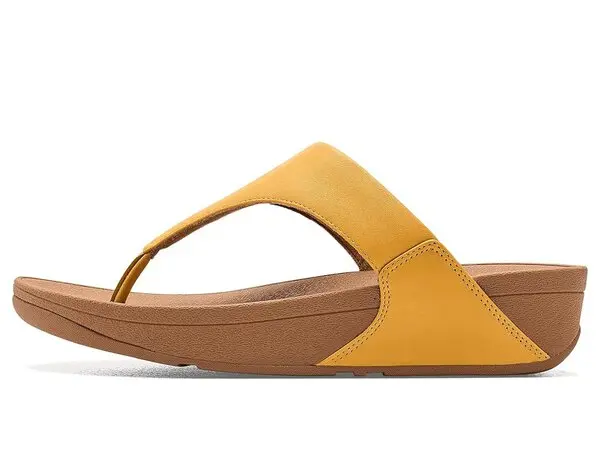 Fitflop Lulu Leather Toepost Wedge Sandals - Tan
