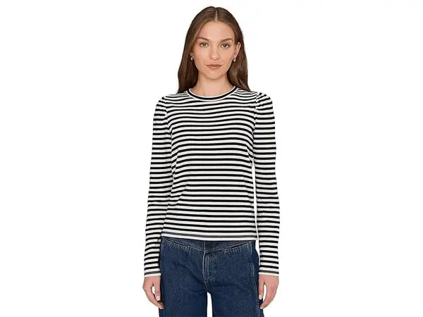 Madewell Easy Puff Sleeve Long Sleeve Stripe T-shirt - Blue