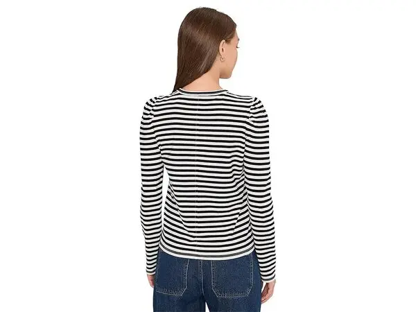 Madewell Easy Puff Sleeve Long Sleeve Stripe T-shirt - Blue