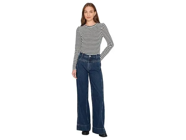 Madewell Easy Puff Sleeve Long Sleeve Stripe T-shirt - Blue
