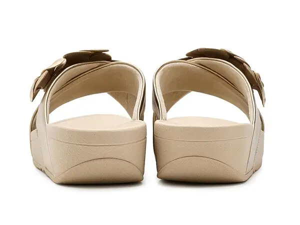 Fitflop Lulu Flower Cross Slides Wedge Sandals - Gold