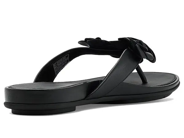 Fitflop Gracie Flower Leather Wedge Flip-flops - Black