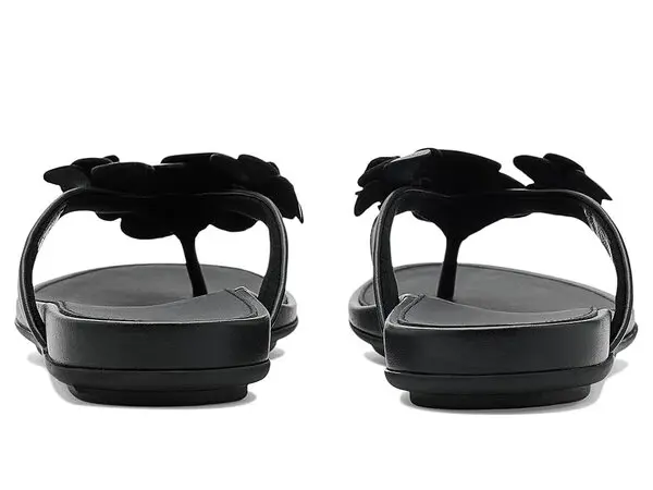 Fitflop Gracie Flower Leather Wedge Flip-flops - Black