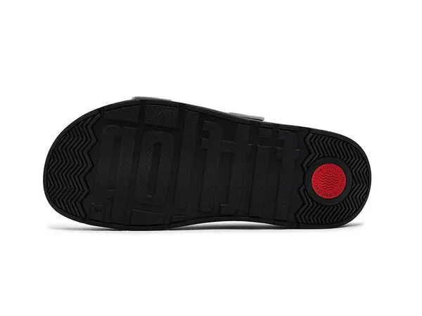 Fitflop Gen Ff Buckle Tumbled Leather Two Bar Slides Wedge Shoes