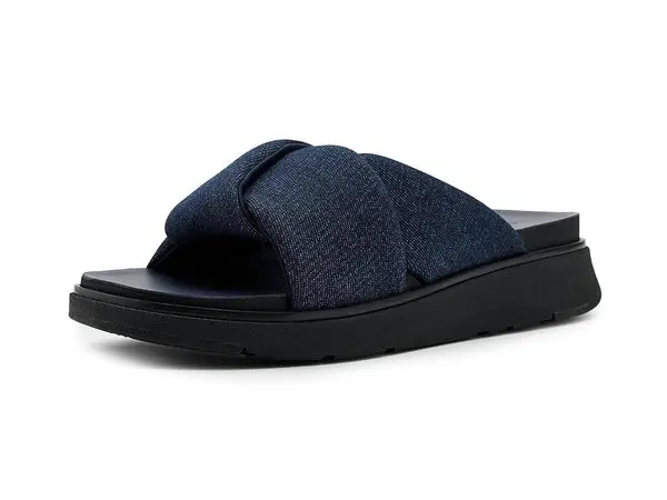 Fitflop Gen Ff Folded Denim Slides Wedge Sandals