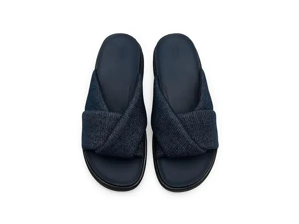 Fitflop Gen Ff Folded Denim Slides Wedge Sandals