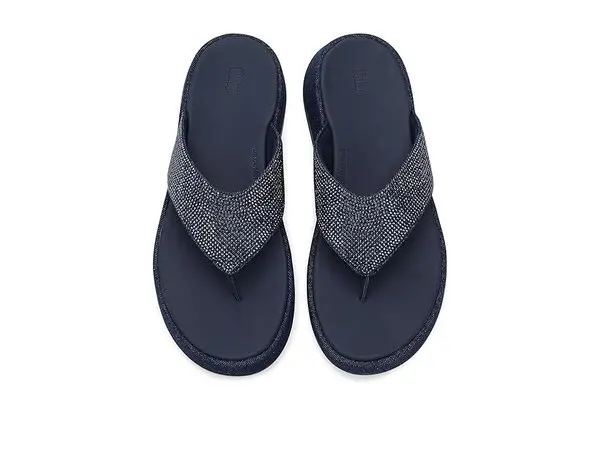Fitflop F Mode Denim And Hotfix Wedge Sandals