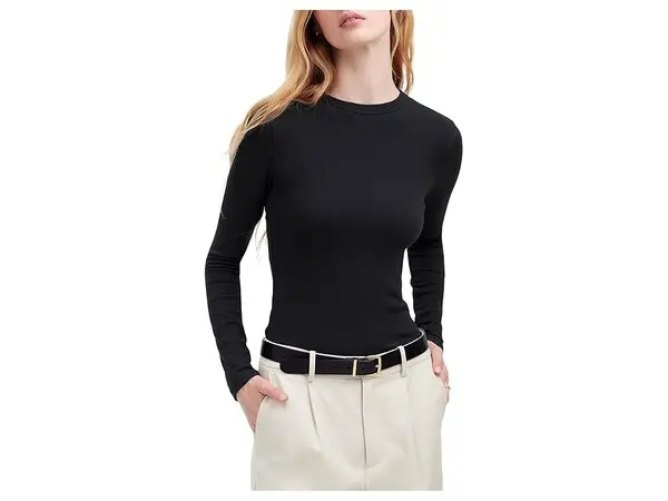 Madewell Modal Rib Long Sleeve Crewneck - Black