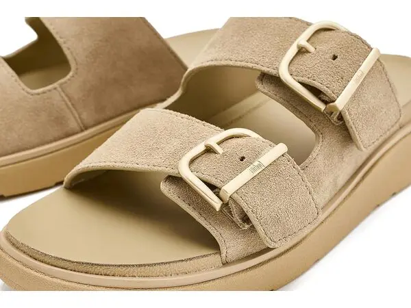 Fitflop Gen Ff Buckle Suede Wedge Slides - Brown