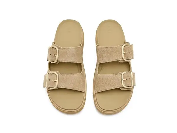 Fitflop Gen Ff Buckle Suede Wedge Slides - Brown