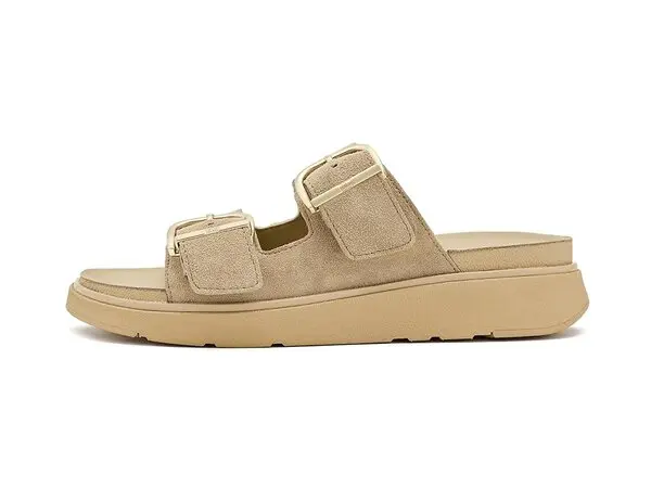 Fitflop Gen Ff Buckle Suede Wedge Slides - Brown