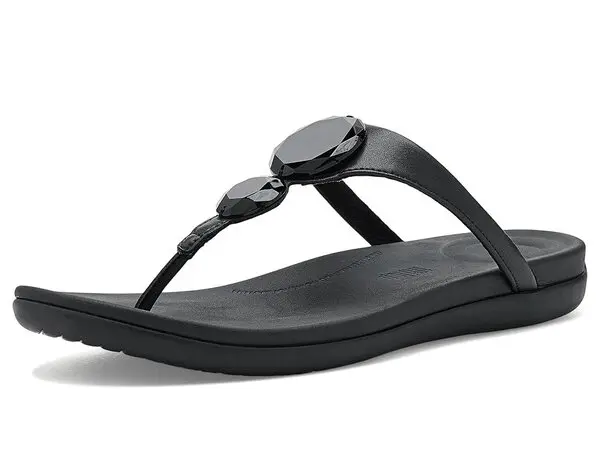 Fitflop Solay Glossy-disc Toe-post Wedge Sandals - Black