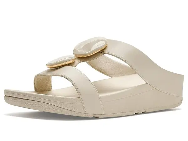 Fitflop Fino Marbled-stone H-bar Slides - Beige