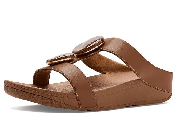 Fitflop Fino Marbled-stone H-bar Slides - Deep Tan