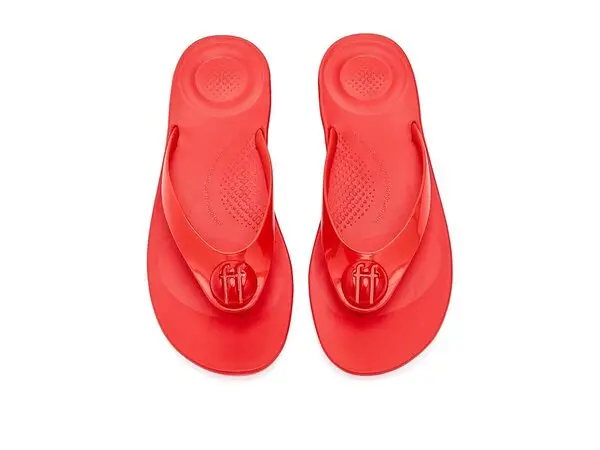 Fitflop Iqushion Glossy-button Flip-flops Wedge Shoes - Orange