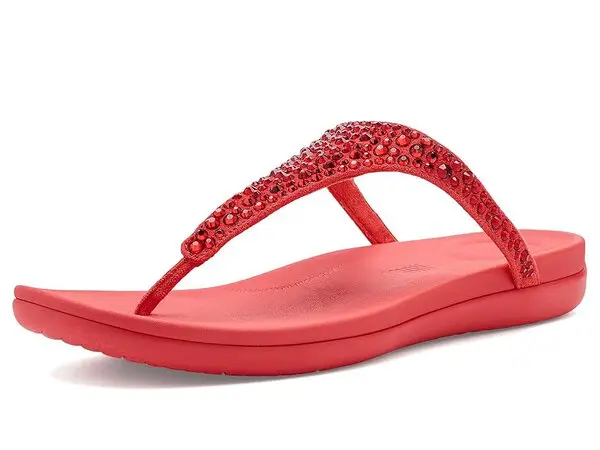 Fitflop Solay Mixed-crystal Toe-post Wedge Sandals - Orange