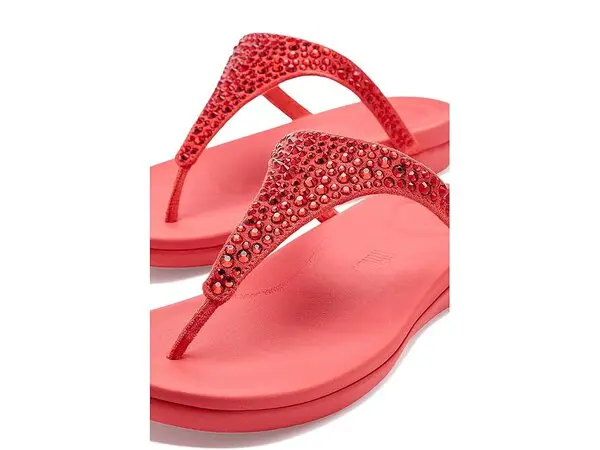 Fitflop Solay Mixed-crystal Toe-post Wedge Sandals - Orange