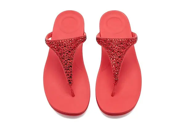 Fitflop Solay Mixed-crystal Toe-post Wedge Sandals - Orange