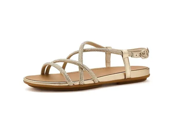 Fitflop Gracie Crystal Embellished Strappy Wedge Sandals - Gold