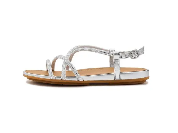 Fitflop Gracie Crystal Embellished Strappy Wedge Sandals - Silver
