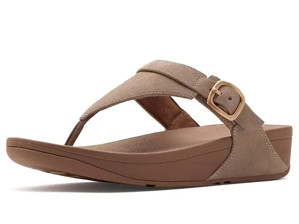 Fitflop Lulu Buckle Suede Wedge Sandals - Brown