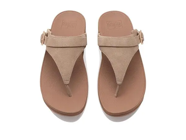 Fitflop Lulu Buckle Suede Wedge Sandals - Brown