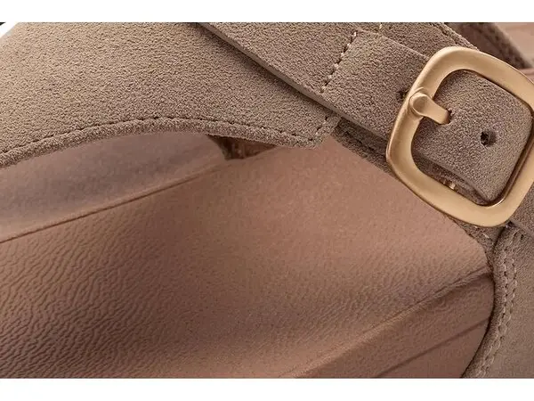 Fitflop Lulu Buckle Suede Wedge Sandals - Brown