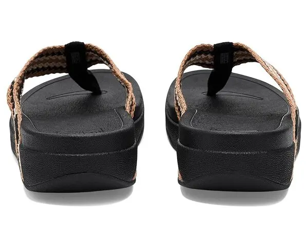 Fitflop Surfa Stripe-webbing Toe-post Wedge Sandals - Black