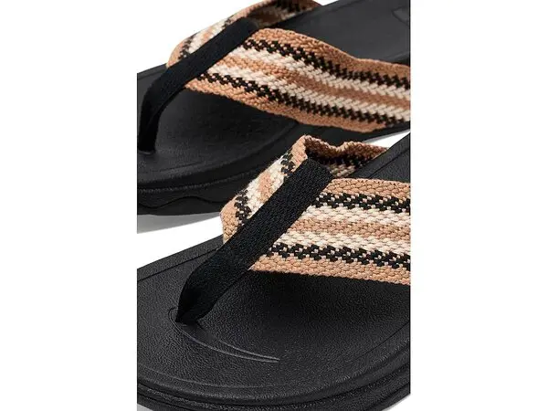 Fitflop Surfa Stripe-webbing Toe-post Wedge Sandals - Black