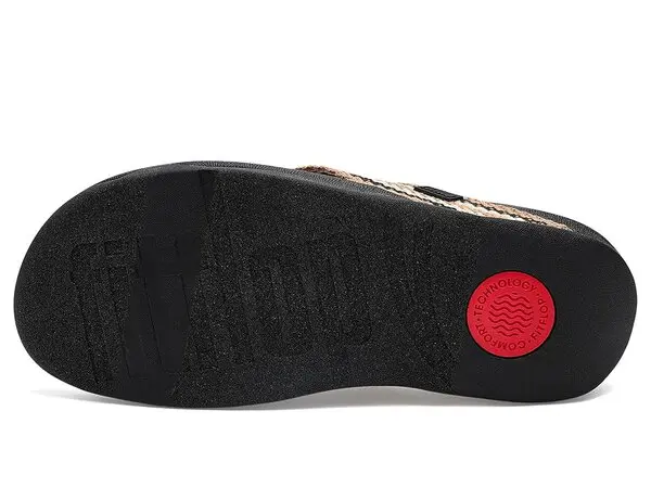 Fitflop Surfa Stripe-webbing Toe-post Wedge Sandals - Black