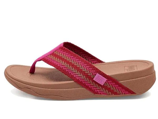 Fitflop Surfa Stripe-webbing Toe-post Wedge Sandals - Pink