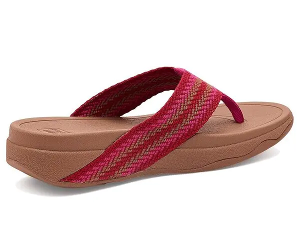 Fitflop Surfa Stripe-webbing Toe-post Wedge Sandals - Pink