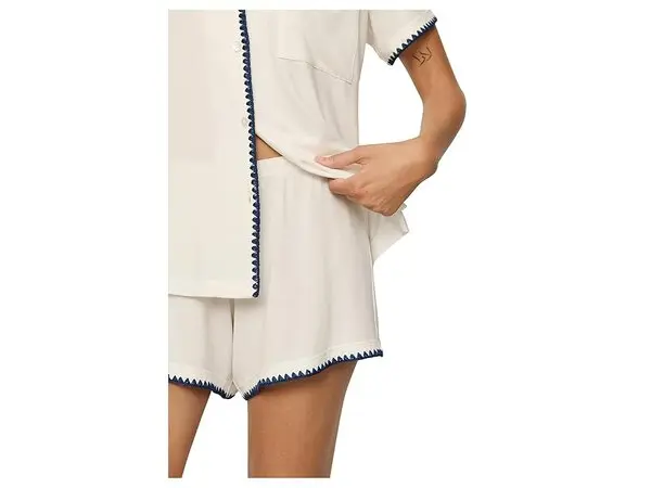 Eberjey Frida Relaxed Shorts Pj Set Pajama Sets Ivory/navy - White