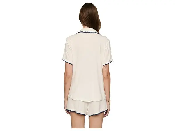 Eberjey Frida Relaxed Shorts Pj Set Pajama Sets Ivory/navy - White