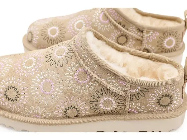 UGG Classic Micro Sun Stitch Embroidered Slip-on Boots - Taupe