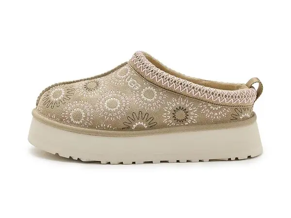 UGG Tazz Sun Stitch Embroidered Suede Slippers
