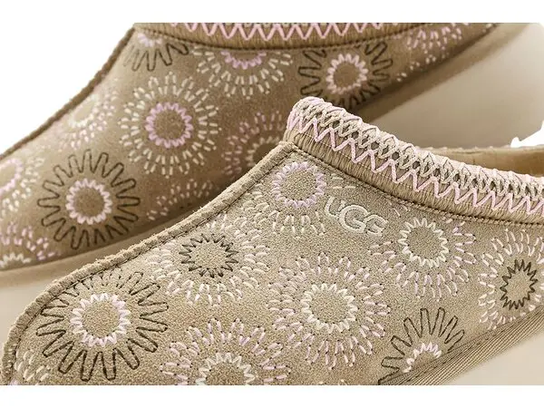 UGG Tazz Sun Stitch Embroidered Suede Slippers