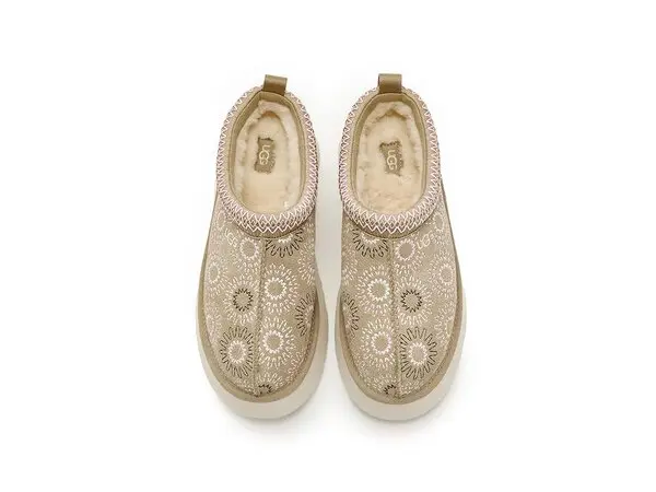 UGG Tazz Sun Stitch Embroidered Suede Slippers
