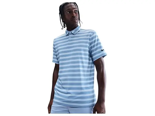 Nike Velocity Dri-fit Striped Golf Polo Clothing University Black - Blue