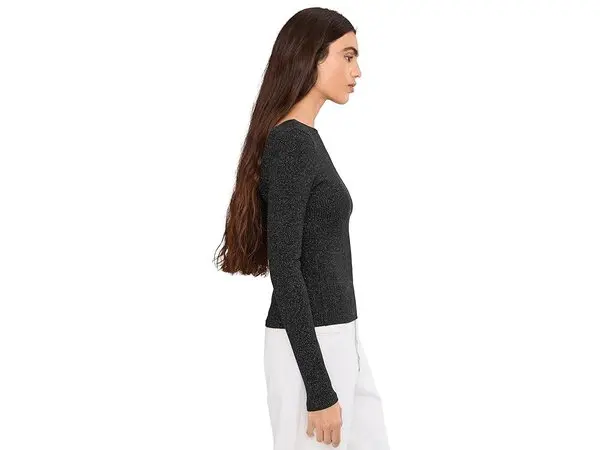 Madewell Bria Sparkle Ribbed Long Sleeve Top - Black