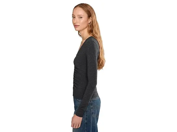 Madewell Slinky V-neck Long Sleeve Top - Gray