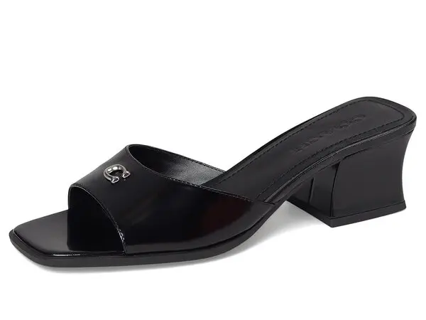 COACH Sculpted C Leather Block Heel Sandals