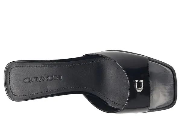 COACH Sculpted C Leather Block Heel Sandals