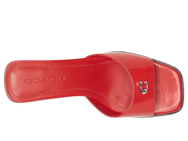 COACH Sculpted C Leather Block Heel Sandals