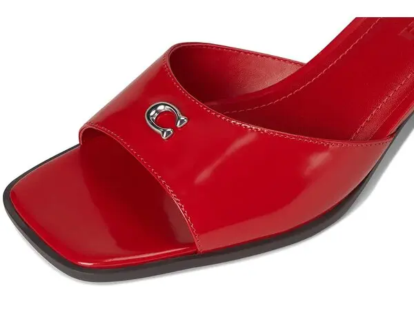 COACH Sculpted C Leather Block Heel Sandals