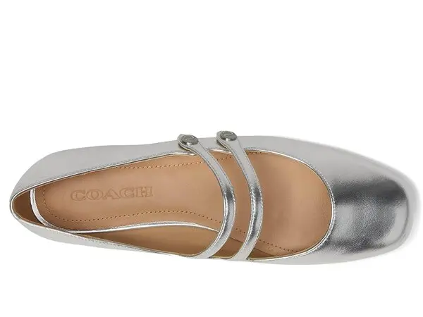 COACH Winley Metallic Leather Mary Jane Flats